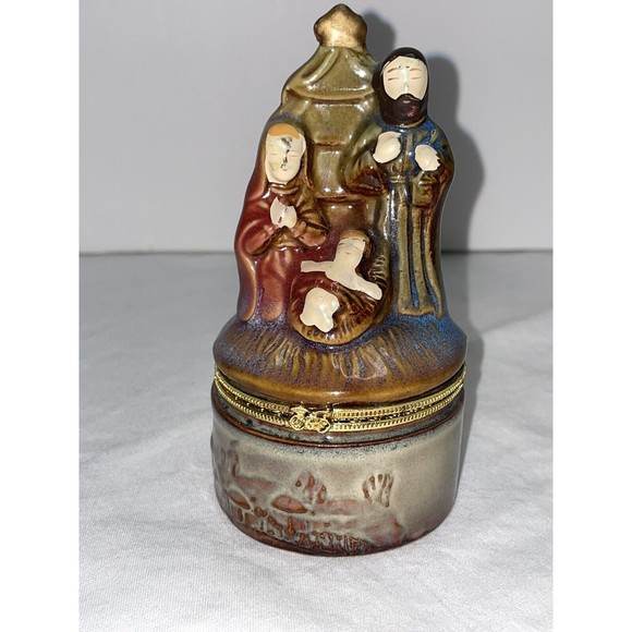 Accents | Holy Christmas Nativity Hinged Trinket Box Ceramic 45 Jesus ...
